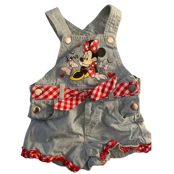 Disney | Other | Disney Baby Minnie Mouse Love Blue Jean Overalls 2 ...
